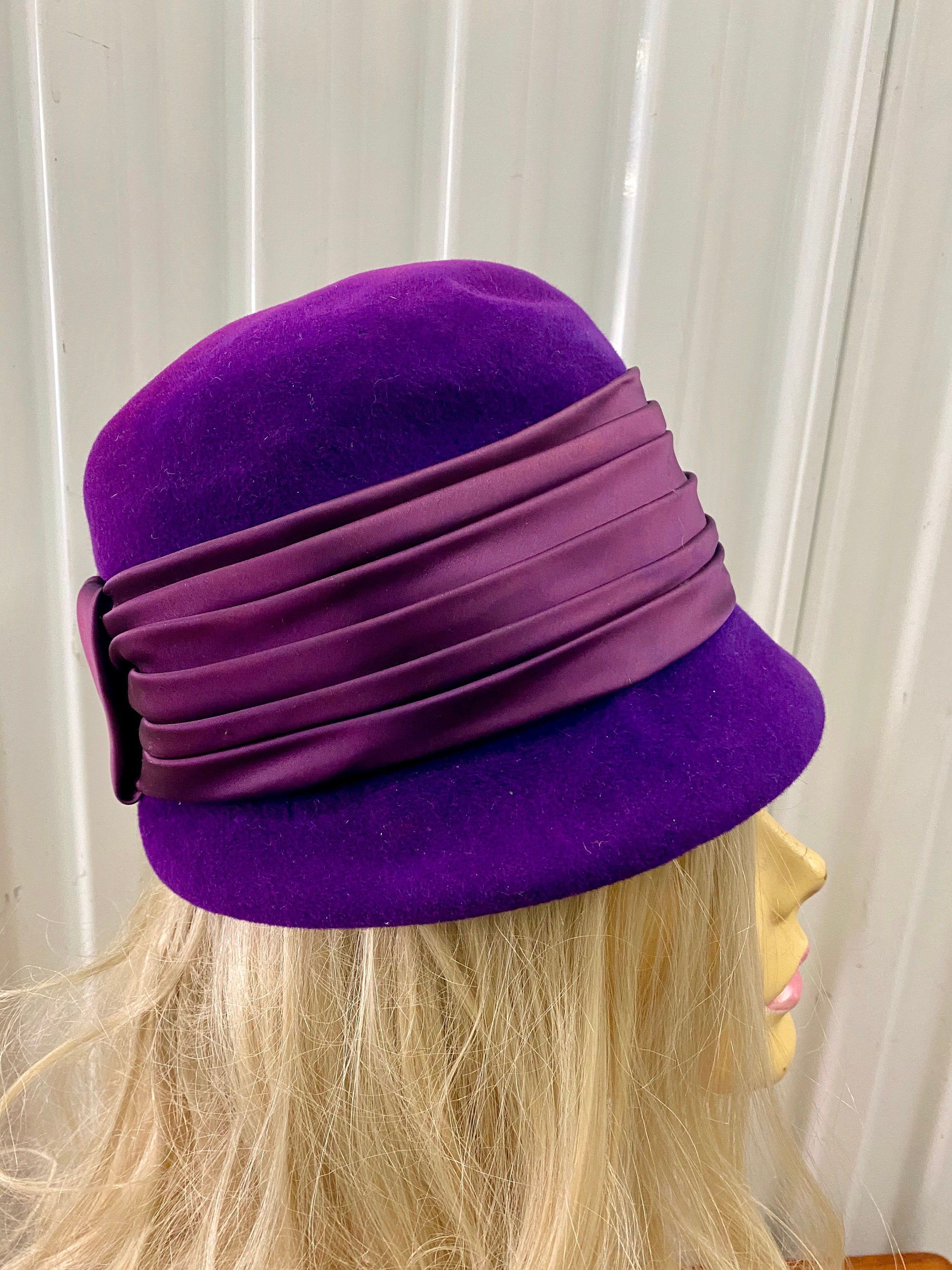 Vintage Purple Velour Ladies Hat Purple Satin Hat Band Union - Etsy UK
