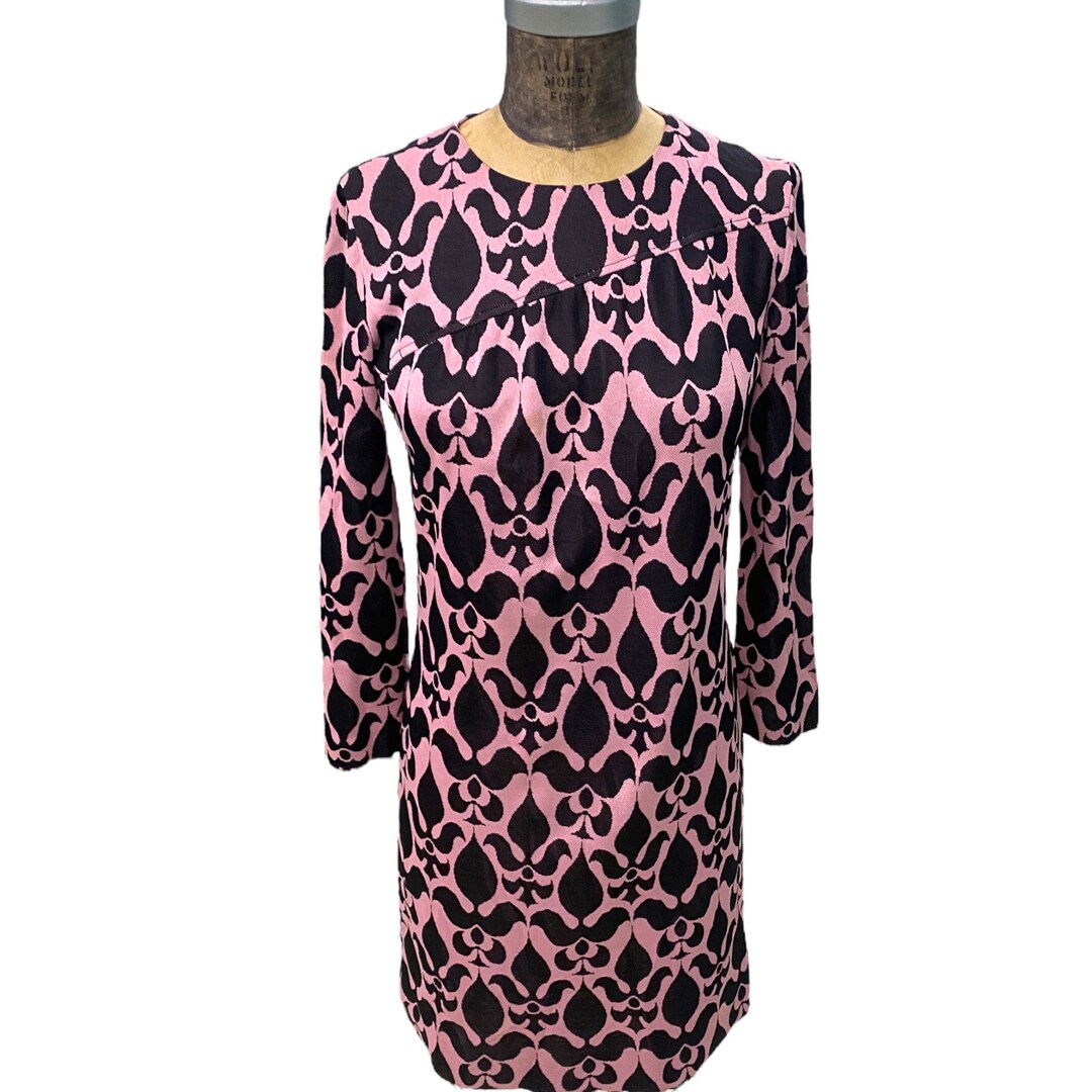Vintage 1960s Pink & Black Mod Pattern Kimberley Knit Midi Dress Med - Etsy