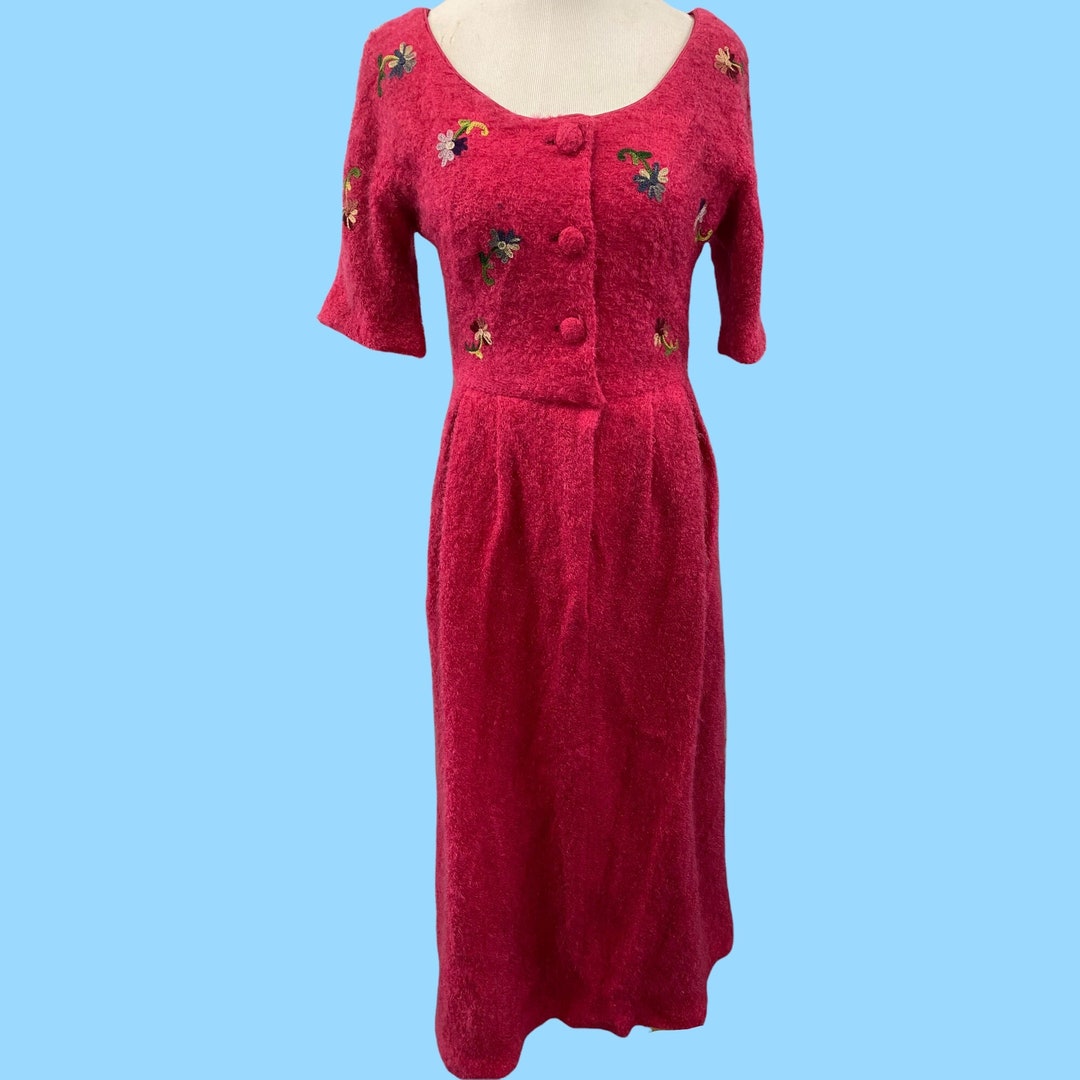 1950's Vintage Addie Masters California Red/ Pink Wool - Etsy