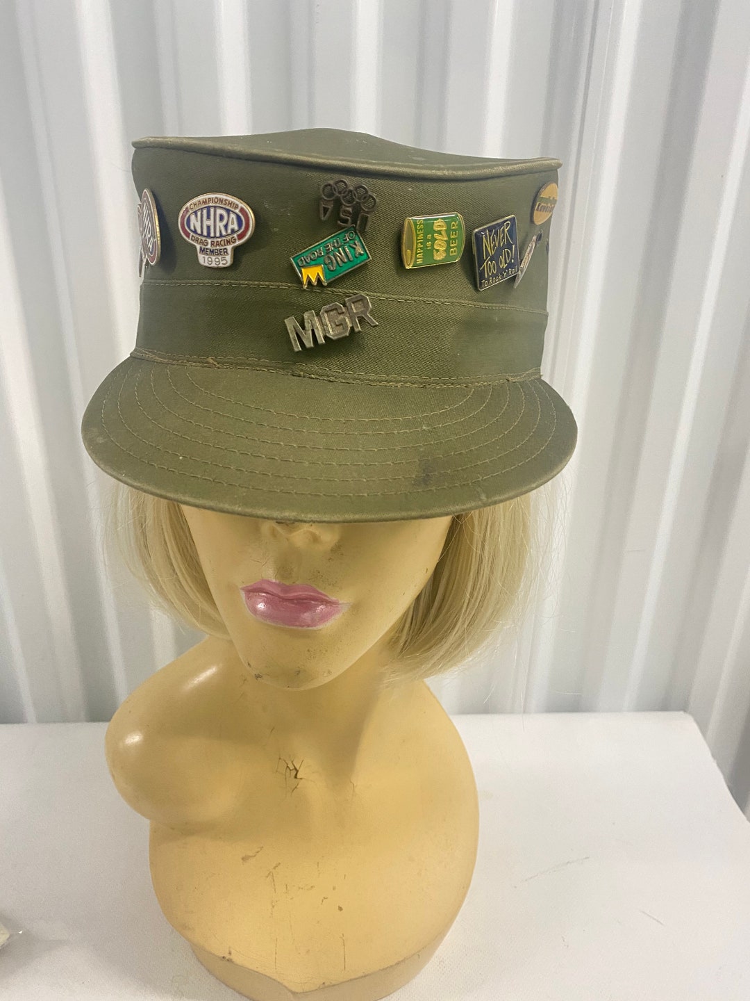 Vintage US Army Spring up Cap by Louisville Hat Co With Pins 7 - Etsy