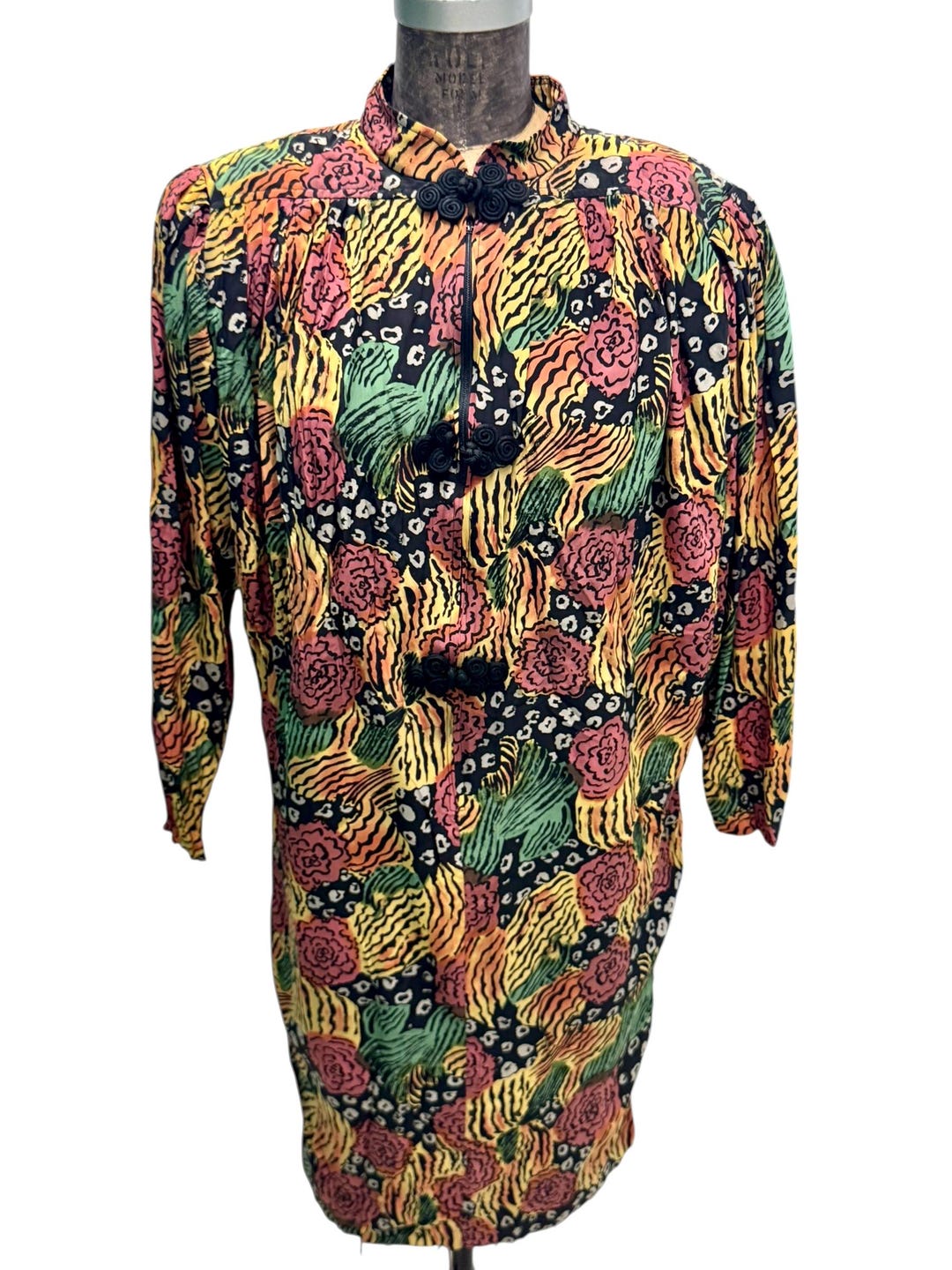 Vintage 1980s Brightly Colored Chinese Style Dress Med to Large - Etsy