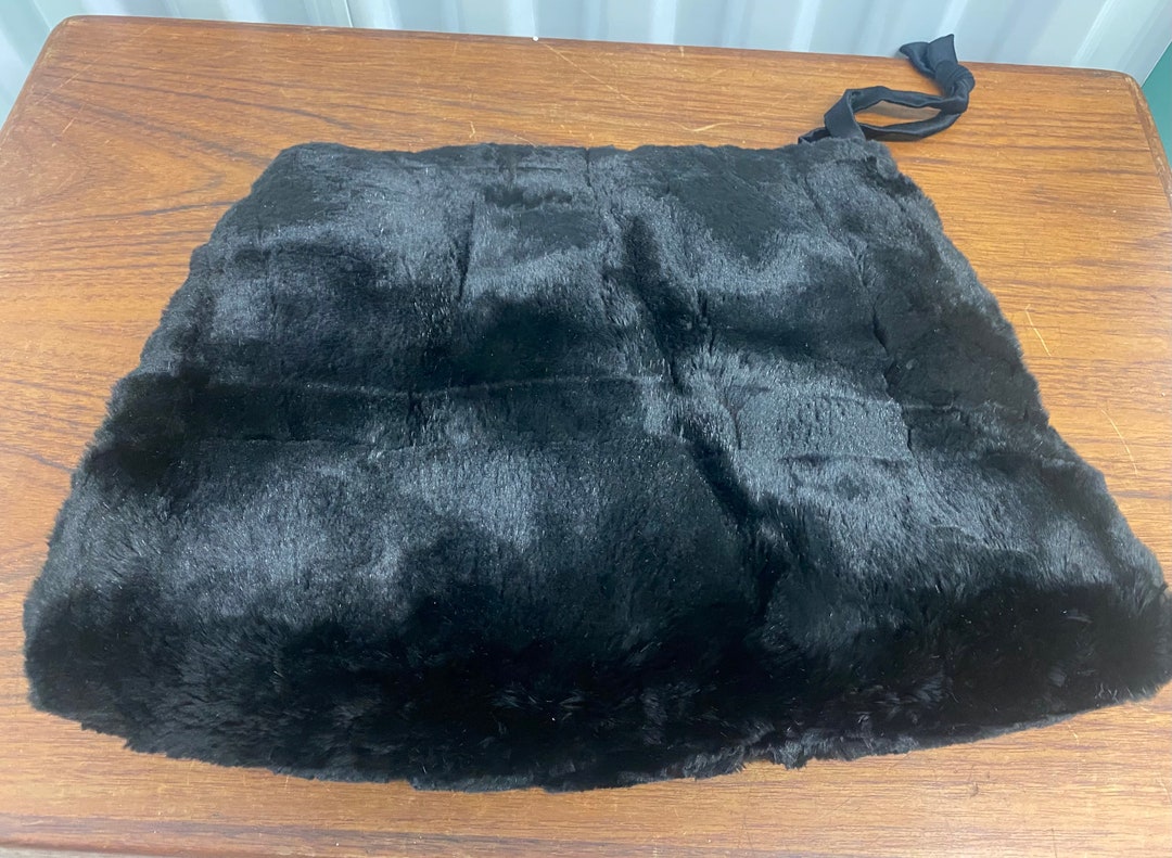 Vintage Sheared Black Rabbit Fur Hand Warmer Muff - Etsy