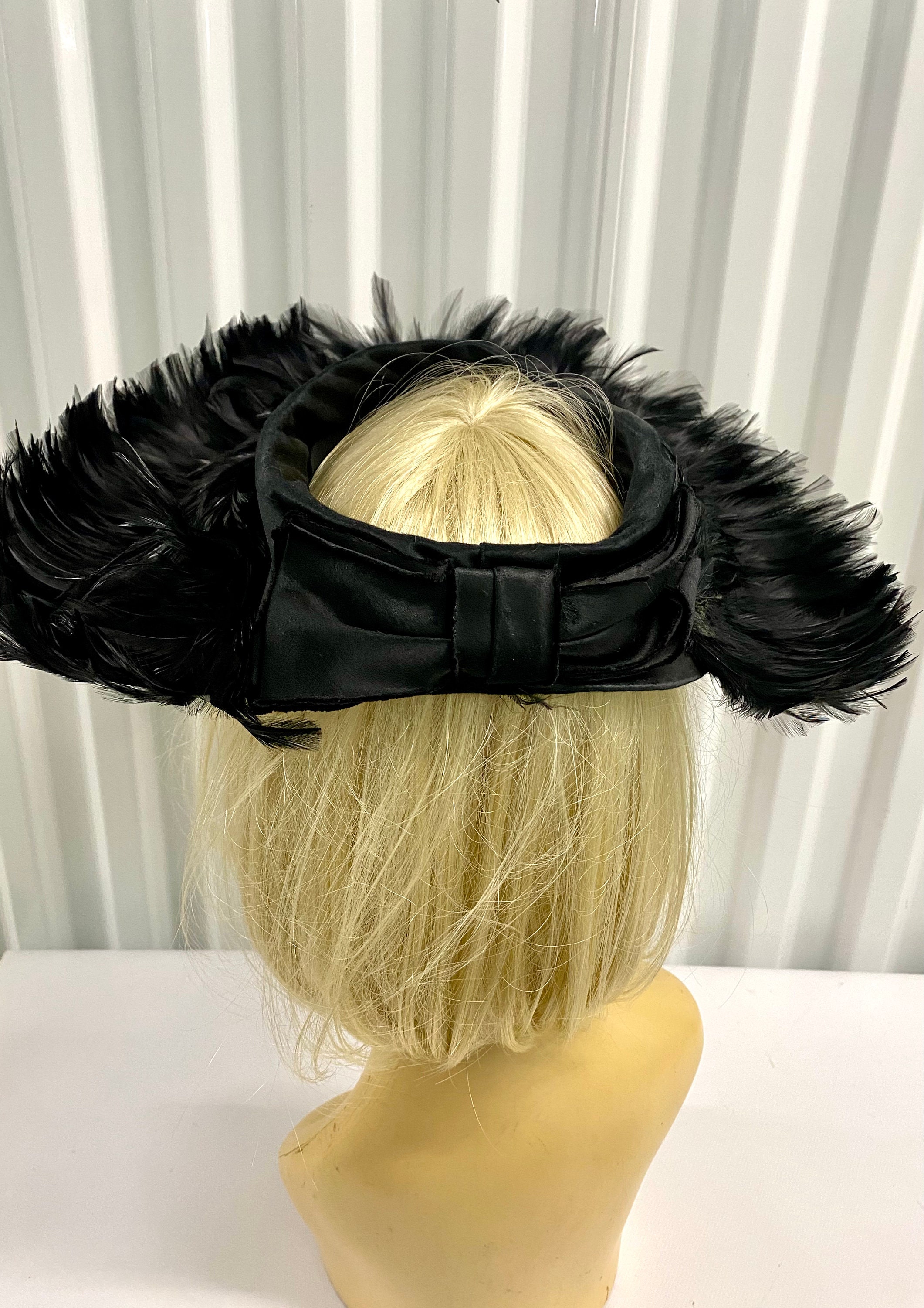 Vintage Bon Rey Black Ostrich Feather Hat - Etsy