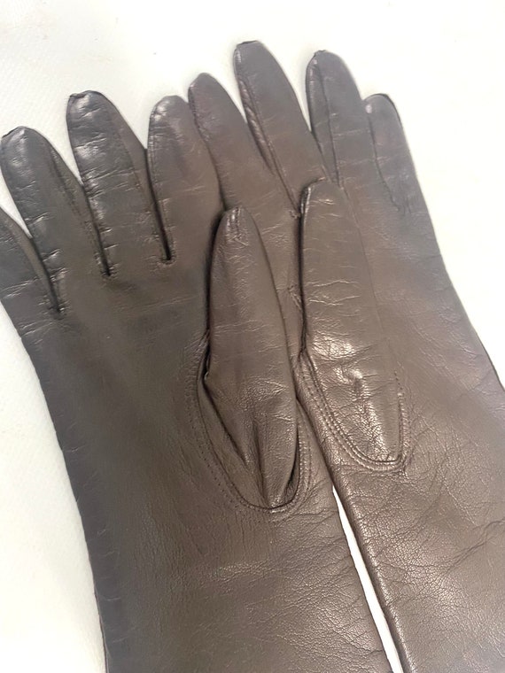 Vintage Brown Faux Leather Gloves Made Italy For Gimb… - Gem