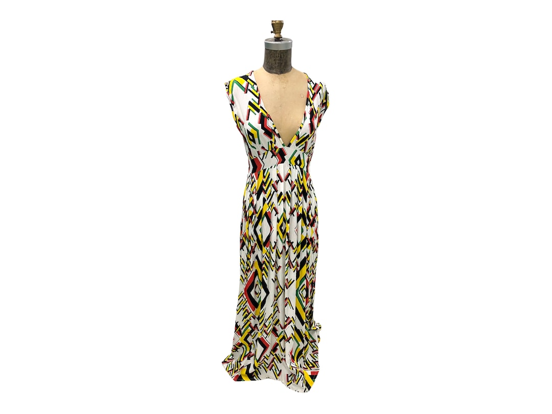 Vintage Nicholas X Morley Multi Colored Empire Waist Maxi Dress M - Etsy