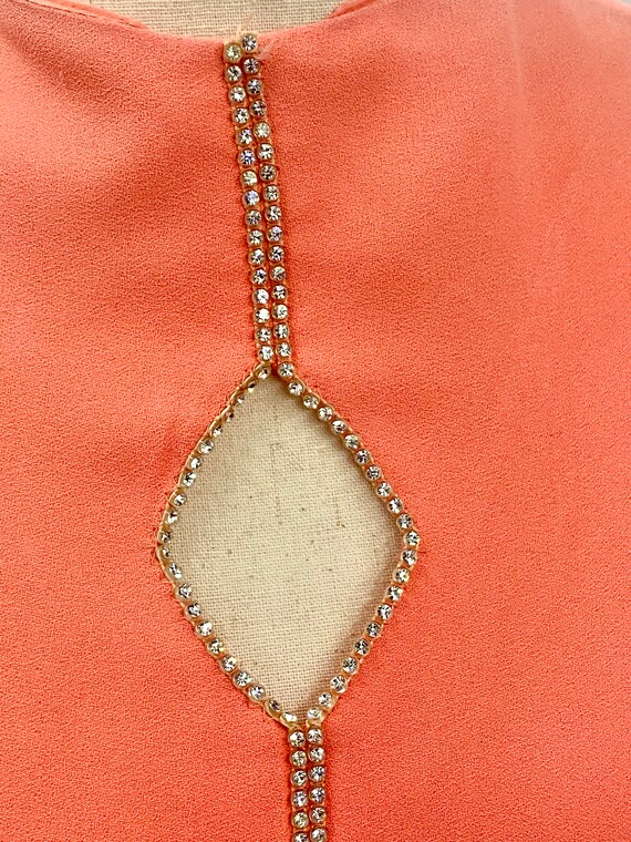 Vintage 1960s Peach Colored Short Cocktail Dress Diam Gem