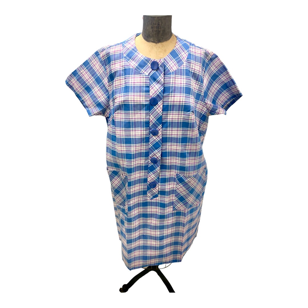 Vintage 70s Top Creation of Course Plaid House Dress NOS Large - Etsy
