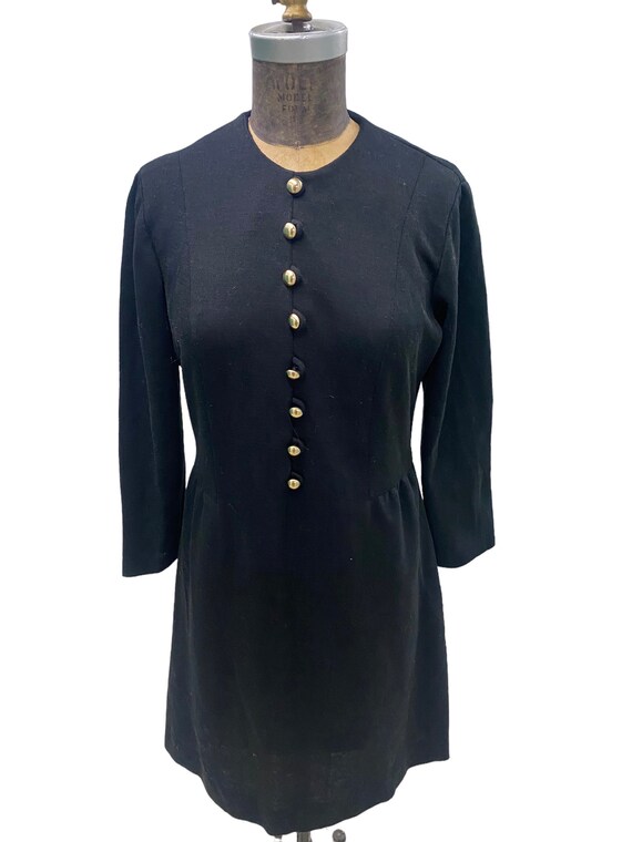 1960s Vintage Bayberry Mod Style Black Knit Dress W/ … - Gem