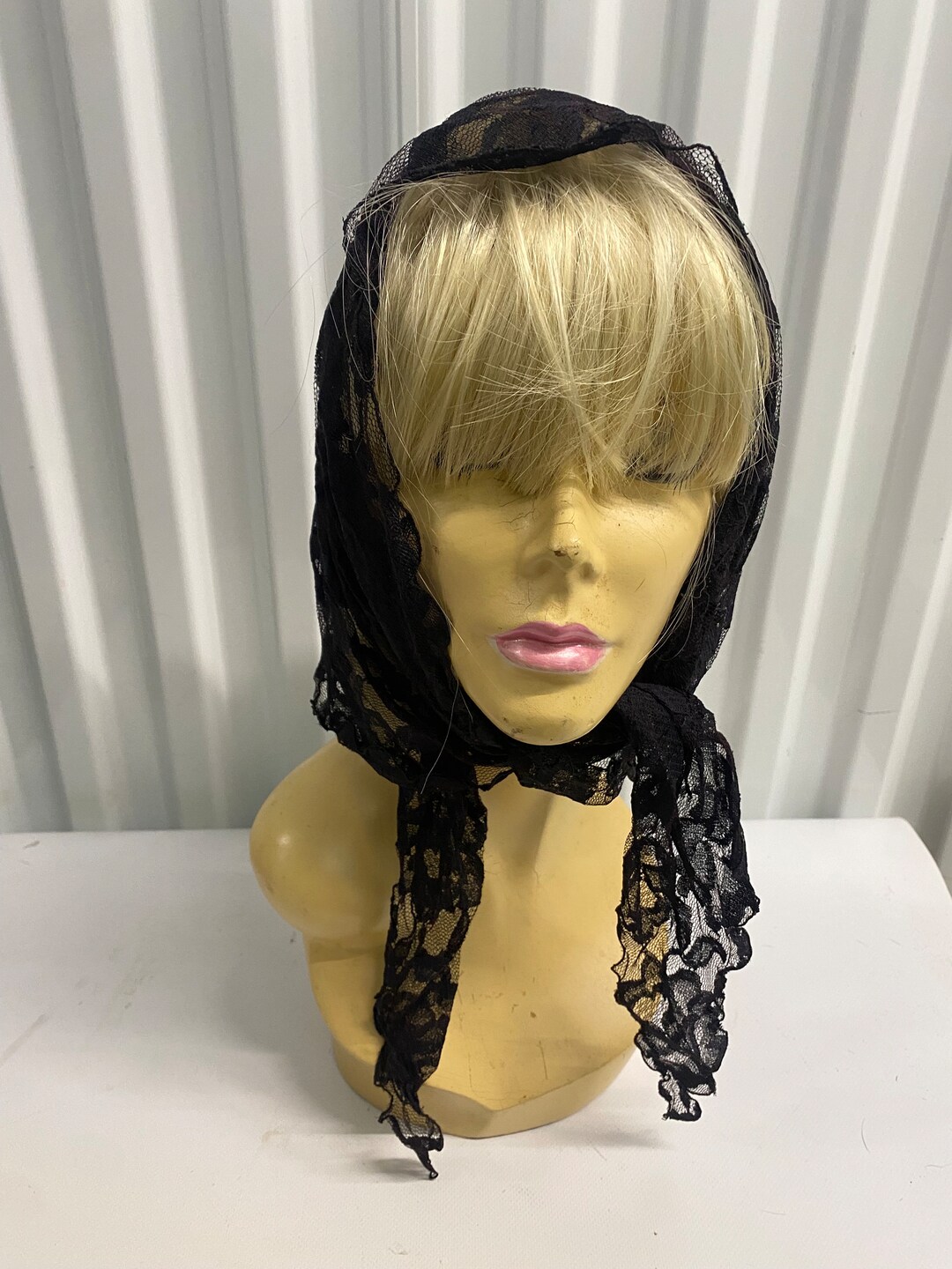 Vintage Black Lace Headscarf - Etsy