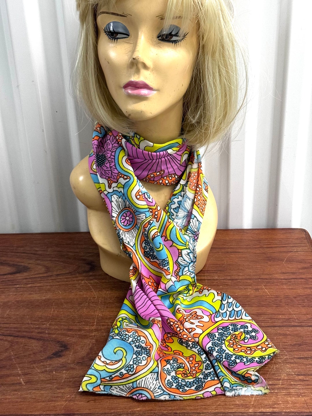 Vintage 1960s Psychedelic Mod Pattern Scarf - Etsy
