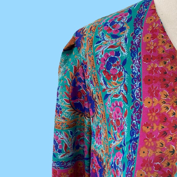 Vintage Lady Carol Bright Colored Pattern Retro Blous… - Gem