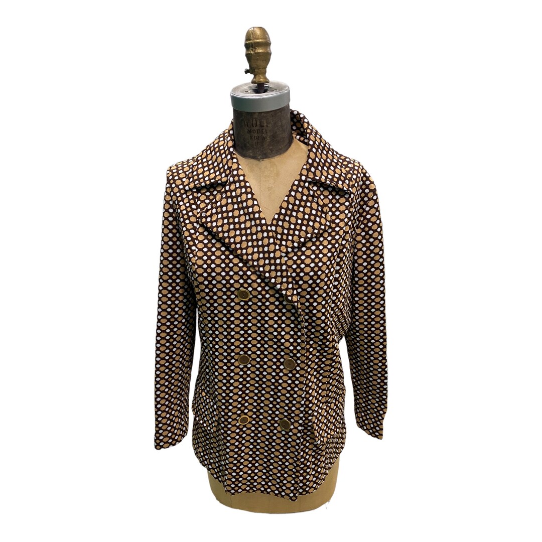 70s Vintage Bodin Knit Mod Style Double Breasted Poly Knit Jacket Med ...