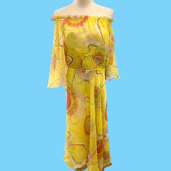 Vintage Siam Original NY Yellow Silk Sun Patern Off S… - Gem