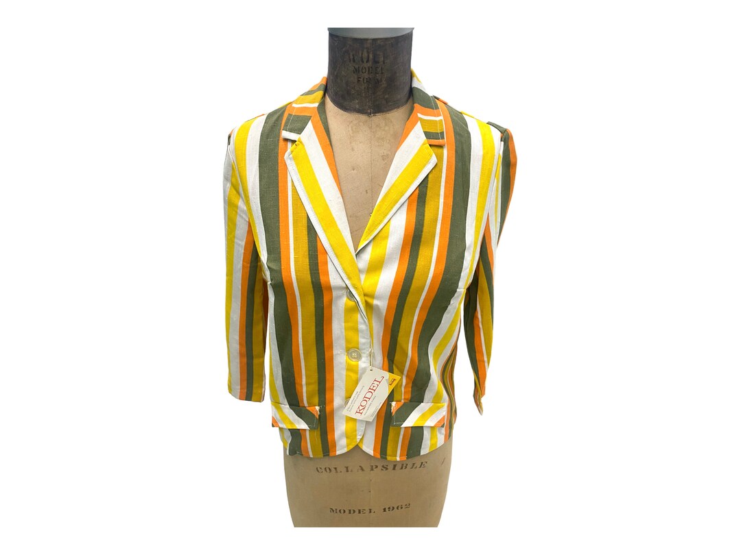 70s Vintage Striped Blazer Made of Kodel Polyester A Kodak Fibre Small ...