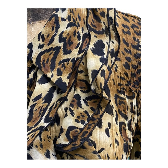 Vintage Alison Taylor Frilly Leopard Print Blouse L - Gem