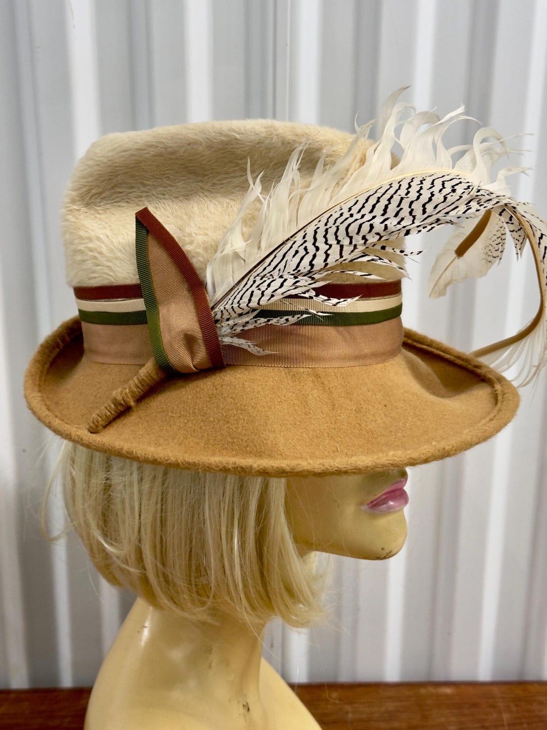 Vintage Bellini Womans Fedora Style Winter Hat W/ Feather - Etsy