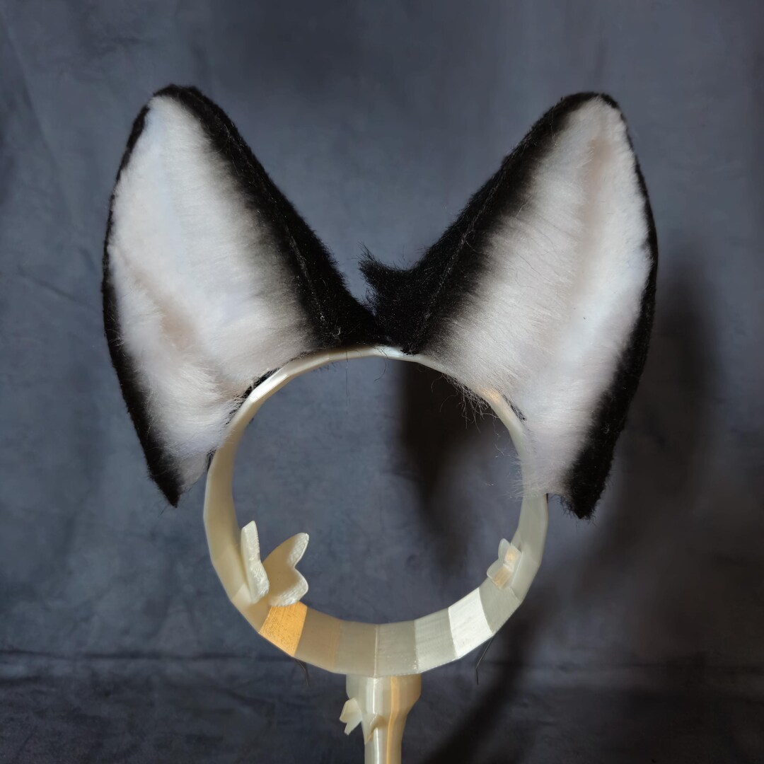 Black and White Wolf Ears Petplay Animal Ears Headband - Etsy