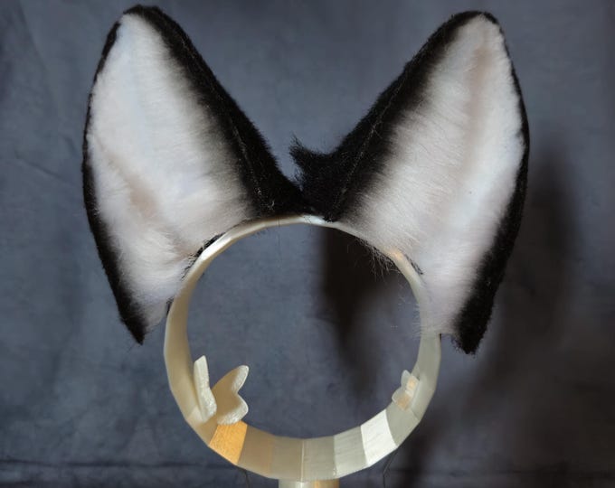 Black and White Wolf Ears - Petplay - Animal Ears - Headband - Etsy
