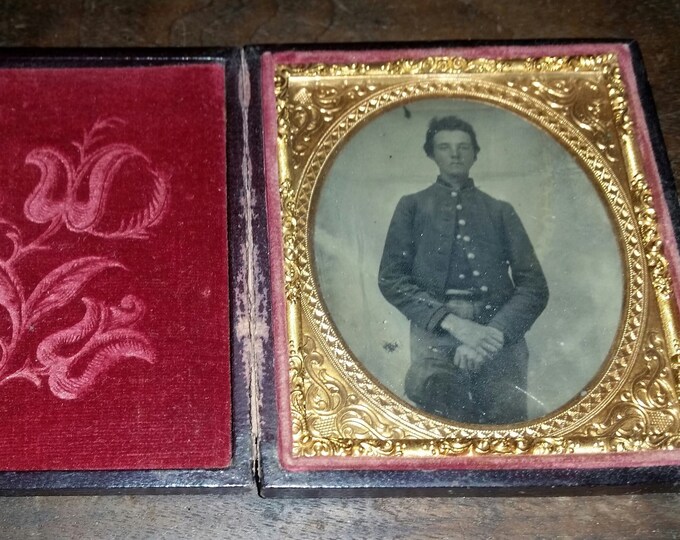 Civil War Soldier Tin Type Picture in Frame and Picture of a Couple. 2 ...