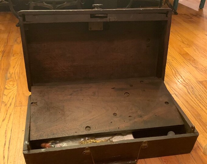 Antique Wood Field Desk Military Box, Wood Military Chest, Large Rare ...