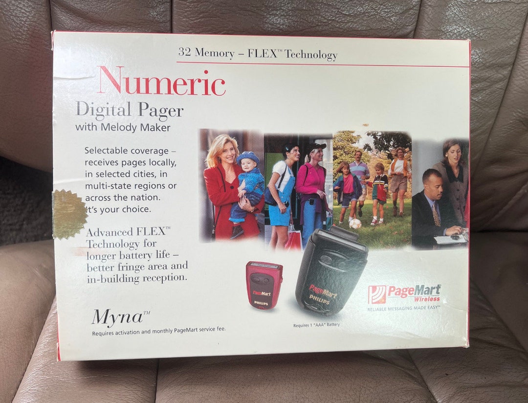 Numeric Pager Vintage Phillips Pager Myna Flex Technology 32 Memory With Melody Maker Digital 