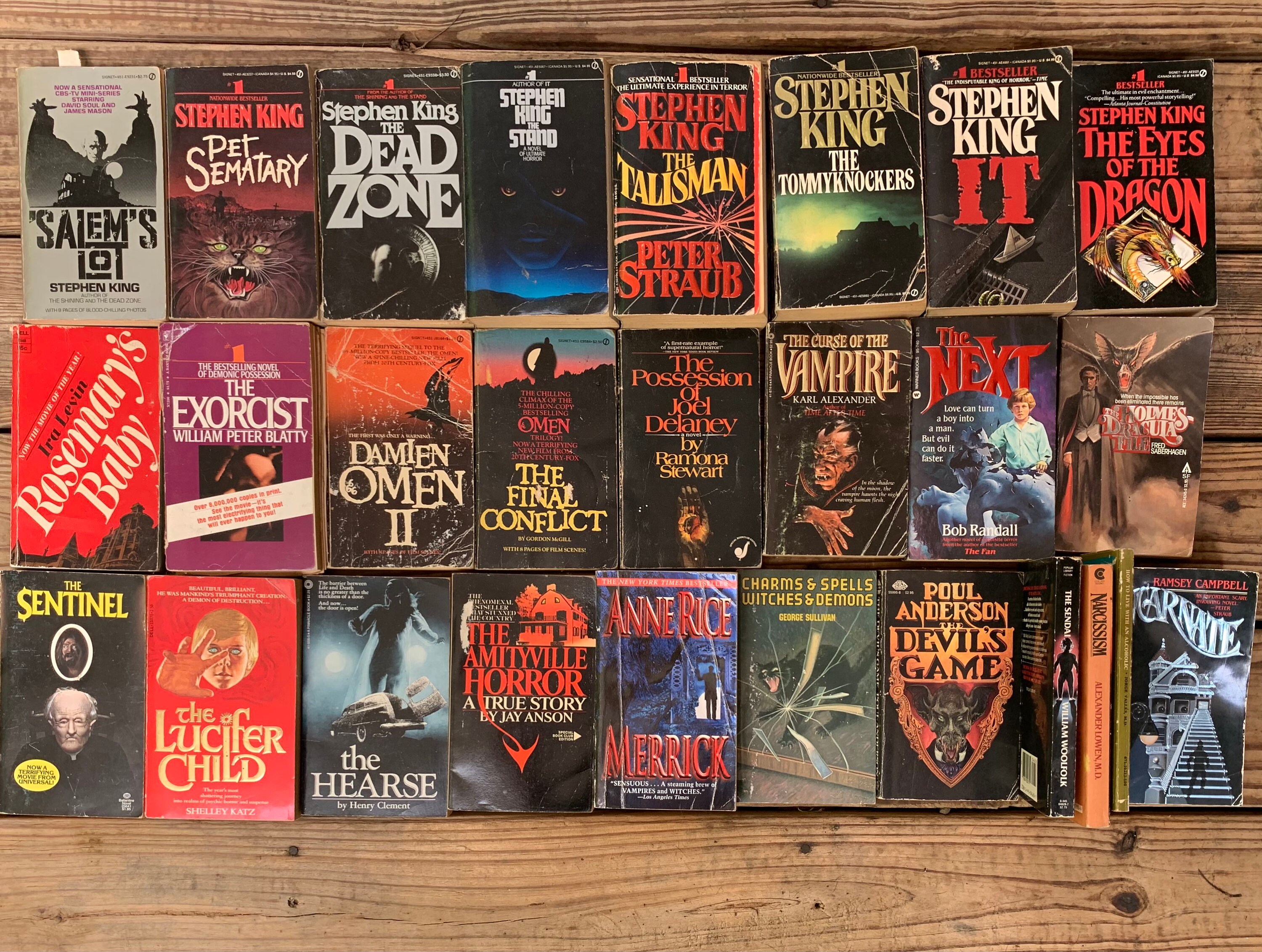 Horror Paper Back Book Collection Classic Authors & Titles | Etsy