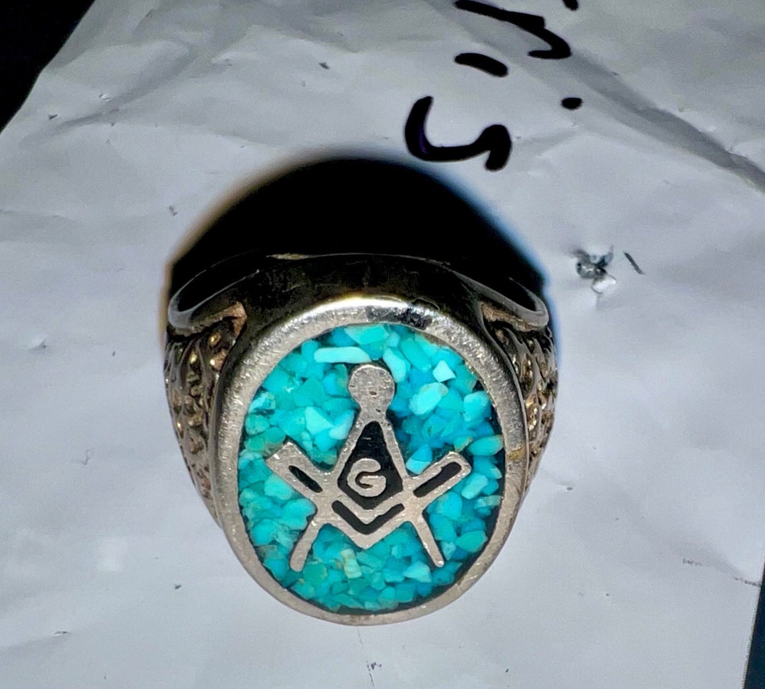 Vintage Masonic Ring. Large Size Approximate 13.5 Silver, Gold and ...