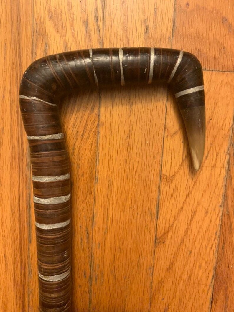 Antique Prison Made Stacked Leather Walking Cane. Heavy and Unique ...