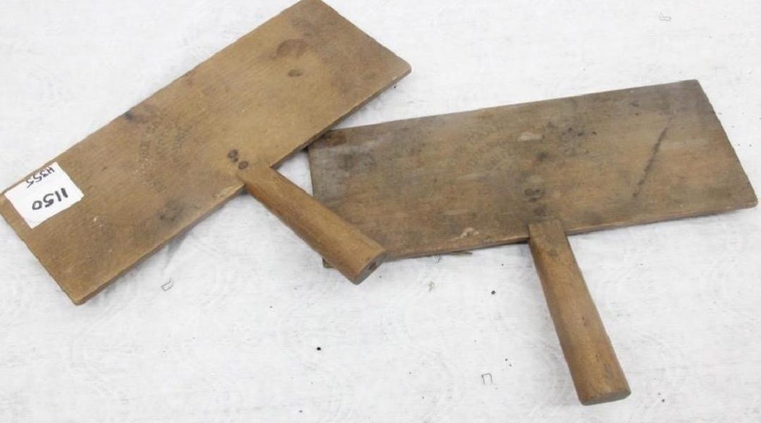 Pair of Vintage Wool Carding Combs. Labeled: "the Only Genuine, Old ...
