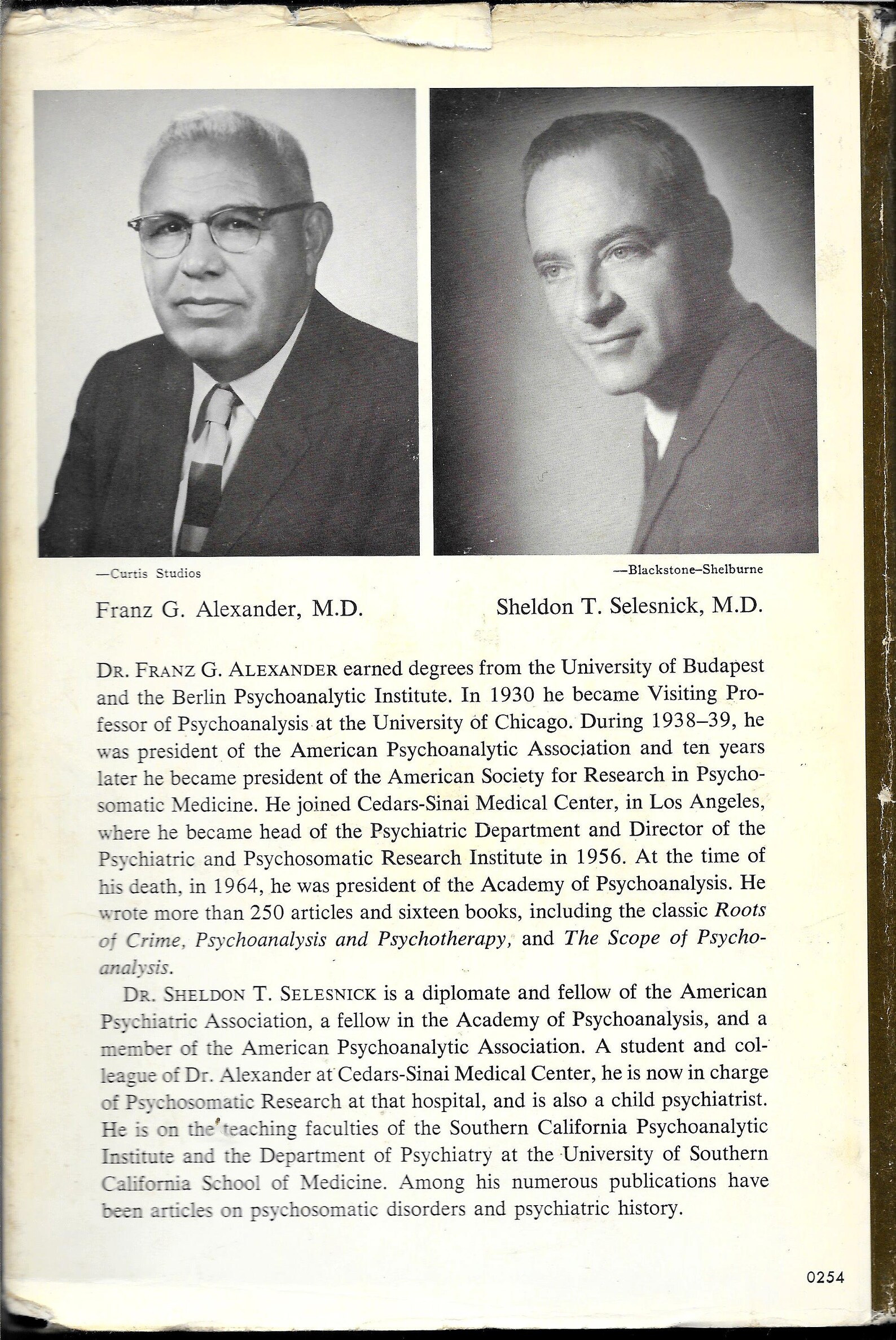 History of Psychiatry Franz G. Alexander and Sheldon T. - Etsy