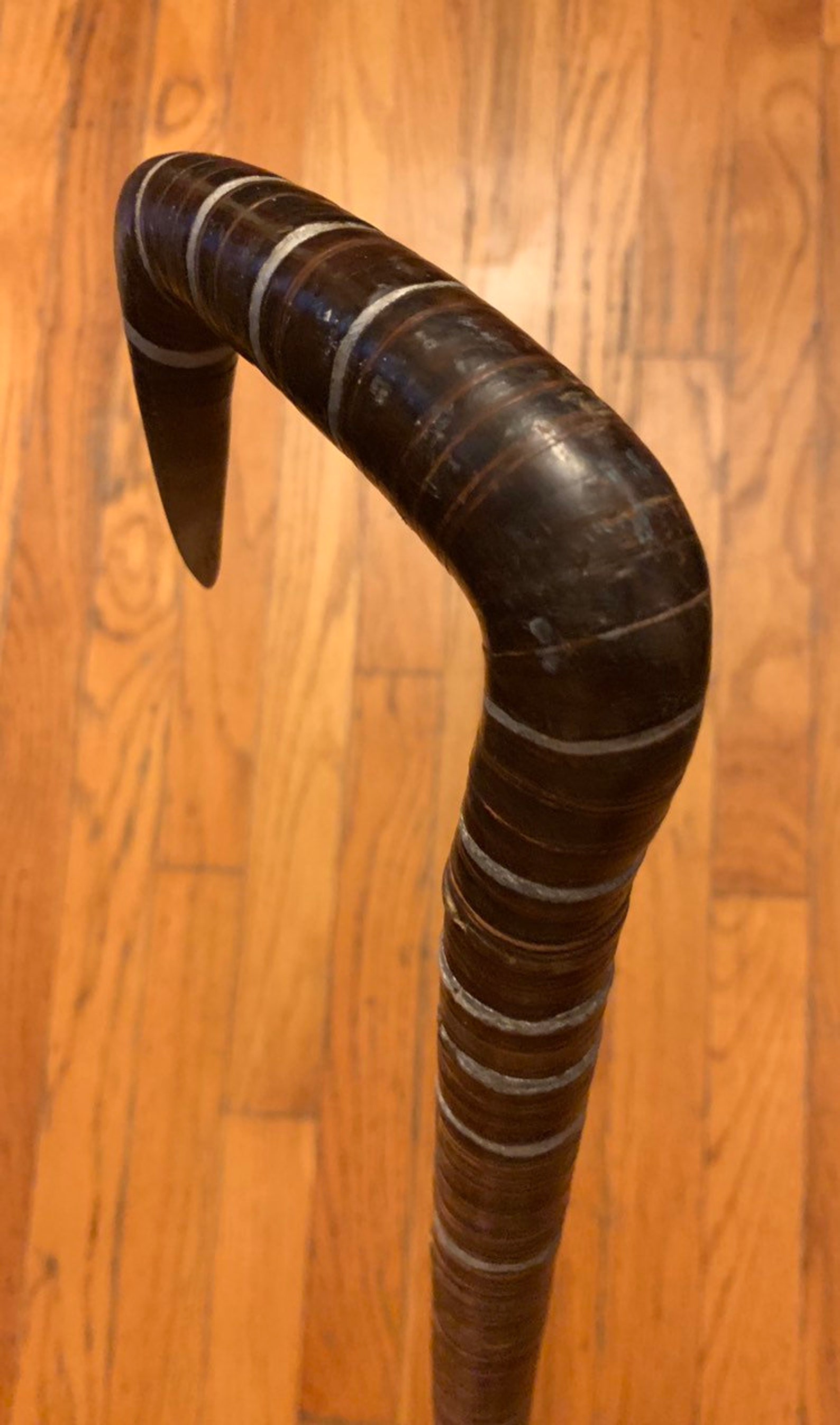 Antique Prison Made Stacked Leather Walking Cane. Heavy and Unique ...