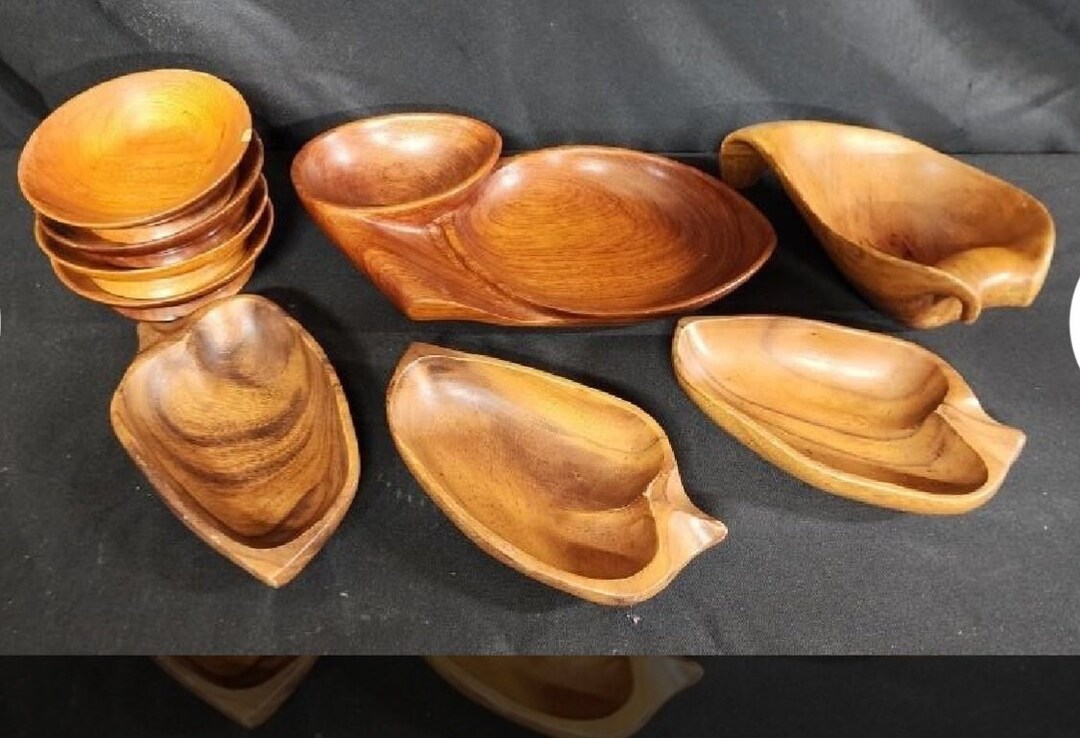 Genuine Monkey Pod & Philippine Craft 9 Piece Wooden Bowl Collection ...
