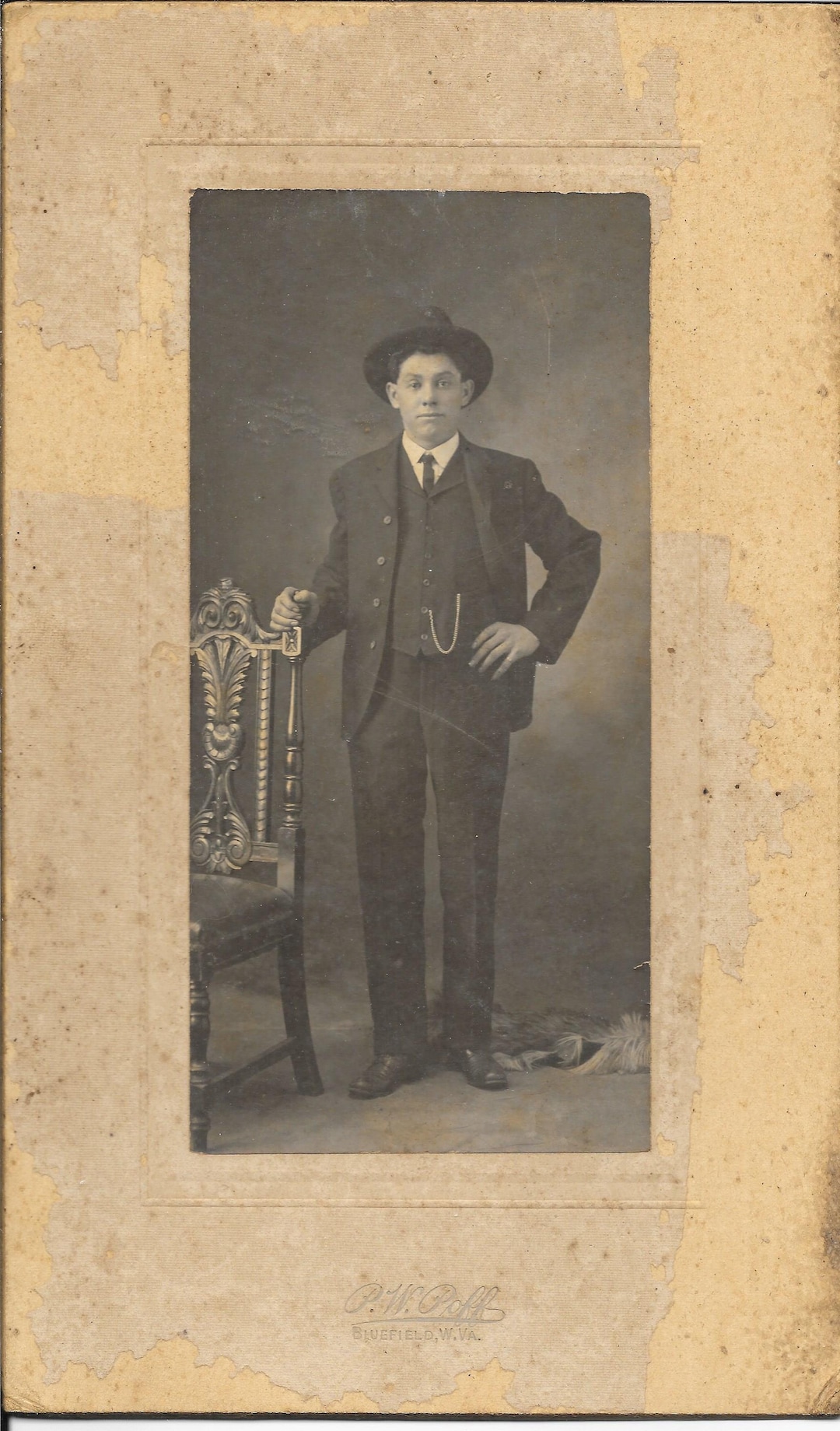 VIP - Man by a Chair With a Hat, Pocket Watch and Suit. Vintage ...