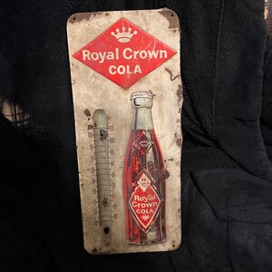 RARE Vintage Royal Crown Cola RC Cola Metal Wall Hanging Thermometer ...