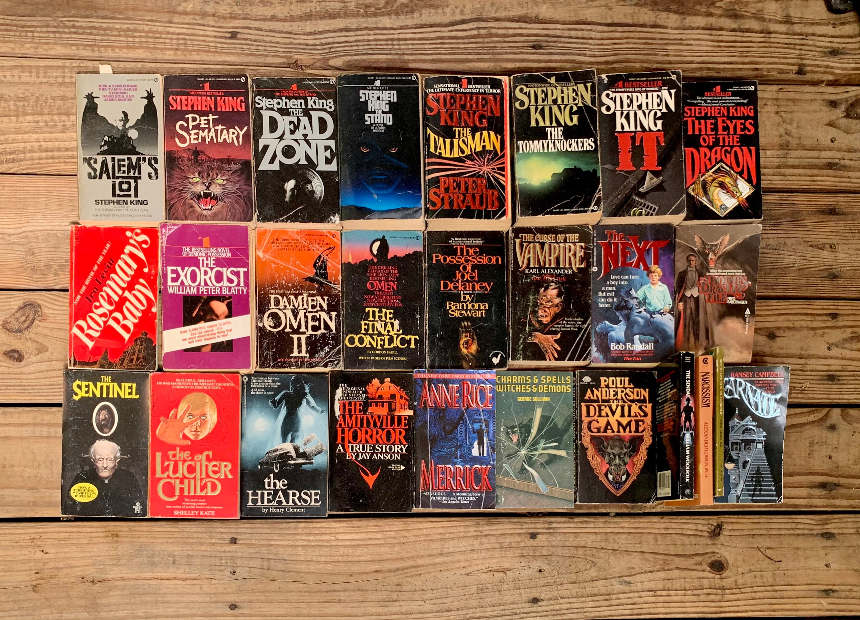 Horror Paper Back Book Collection Classic Authors & Titles | Etsy