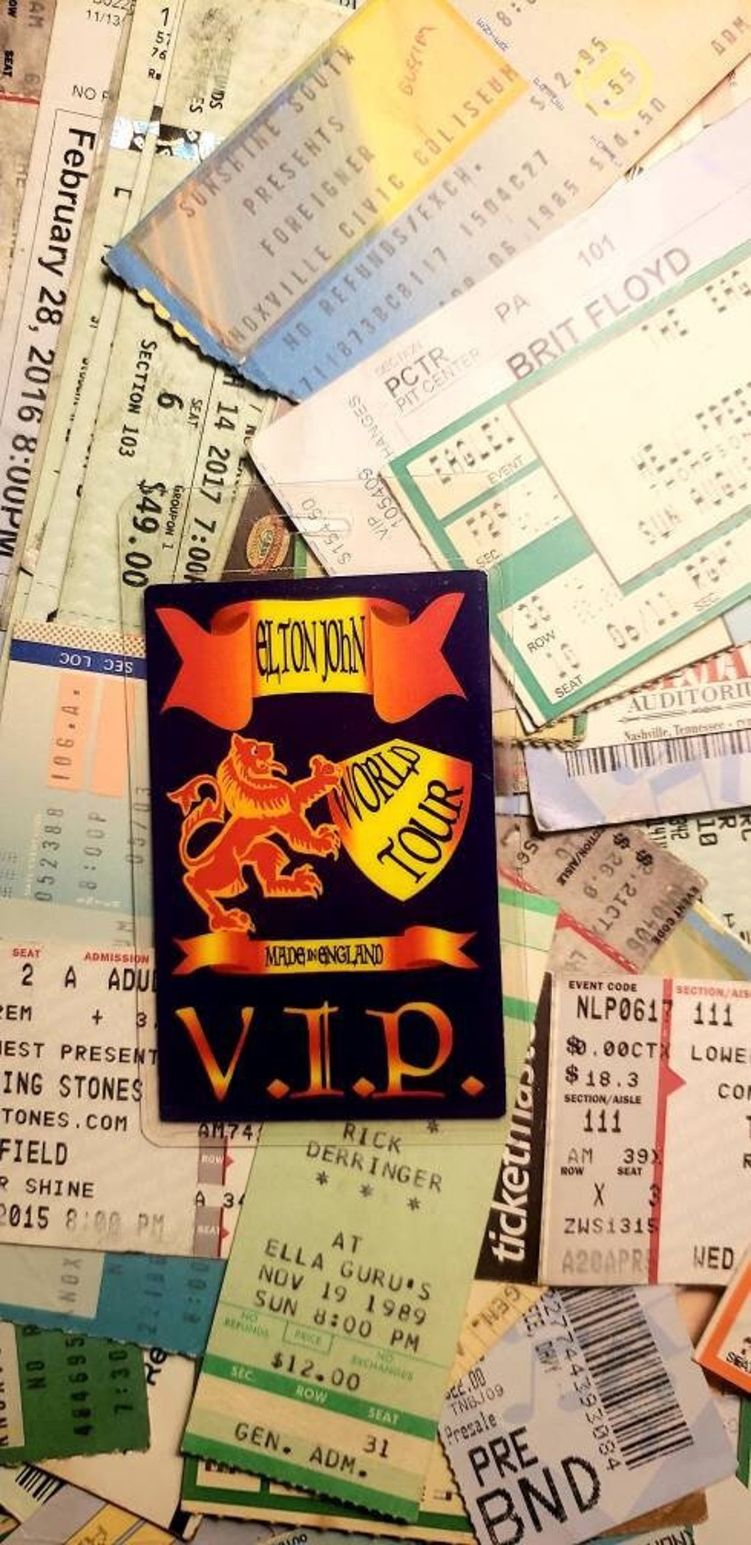 Elton John Laminated VIP Backstage Pass From the 1995 Made in England ...
