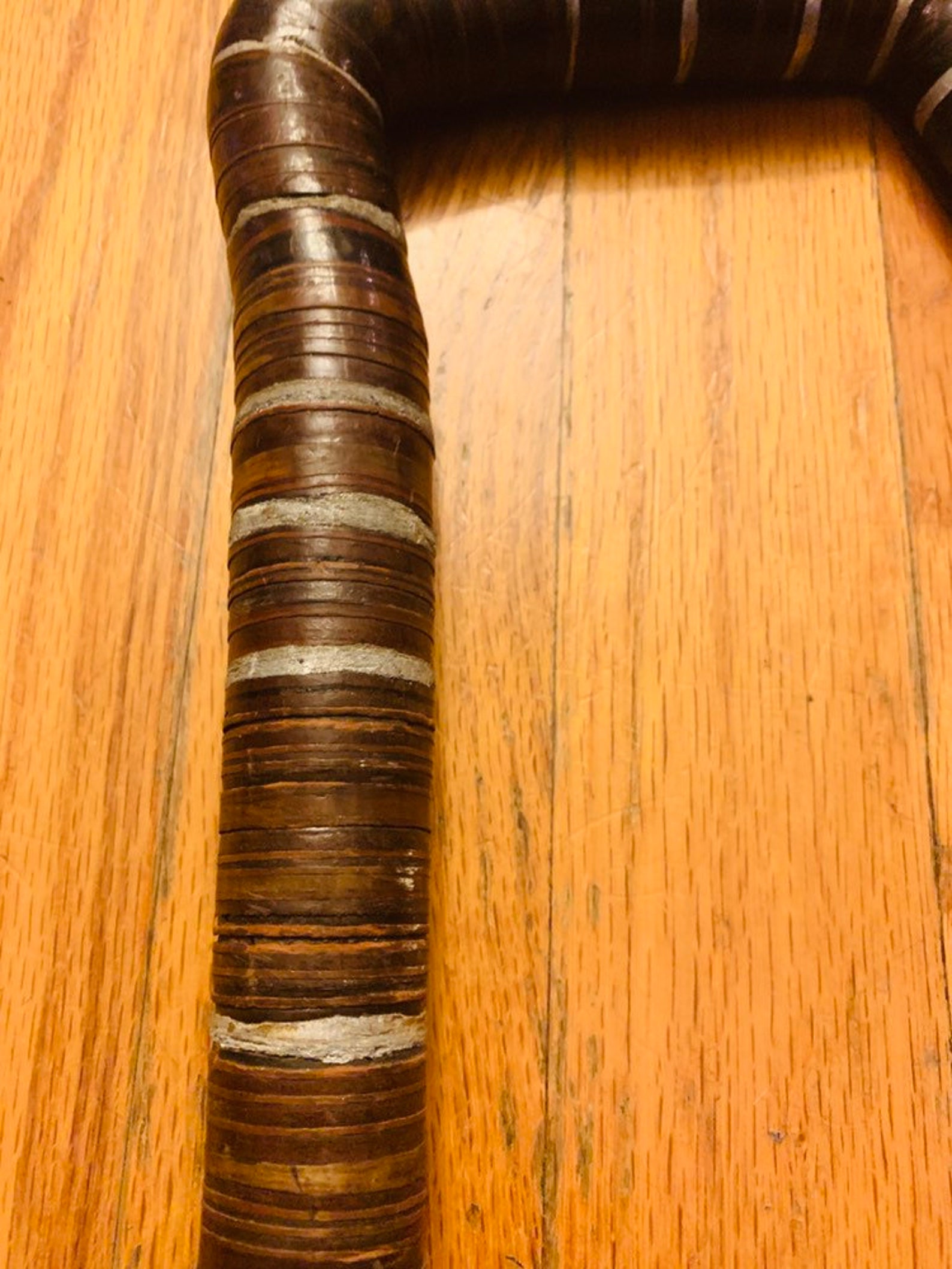 Antique Prison Made Stacked Leather Walking Cane. Heavy and Unique ...