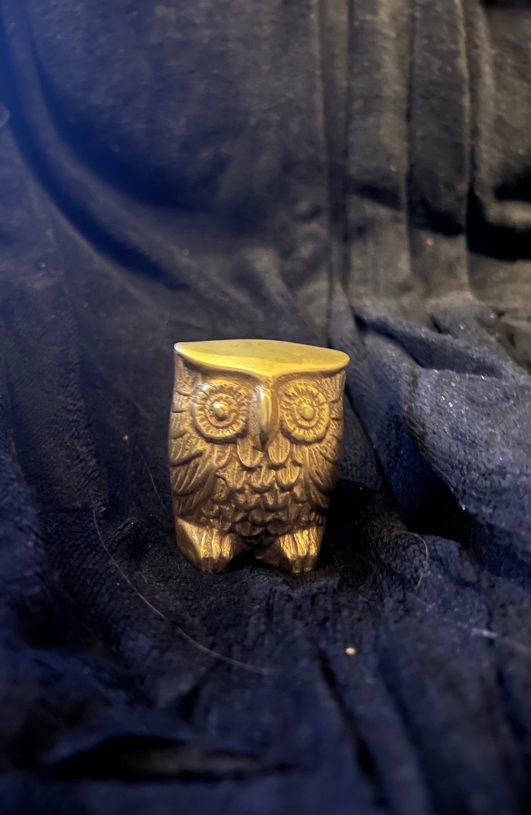 Owl Brass Figurine Vintage Owl Vintage Big Eyed Flat Headed Hoot Owl ...