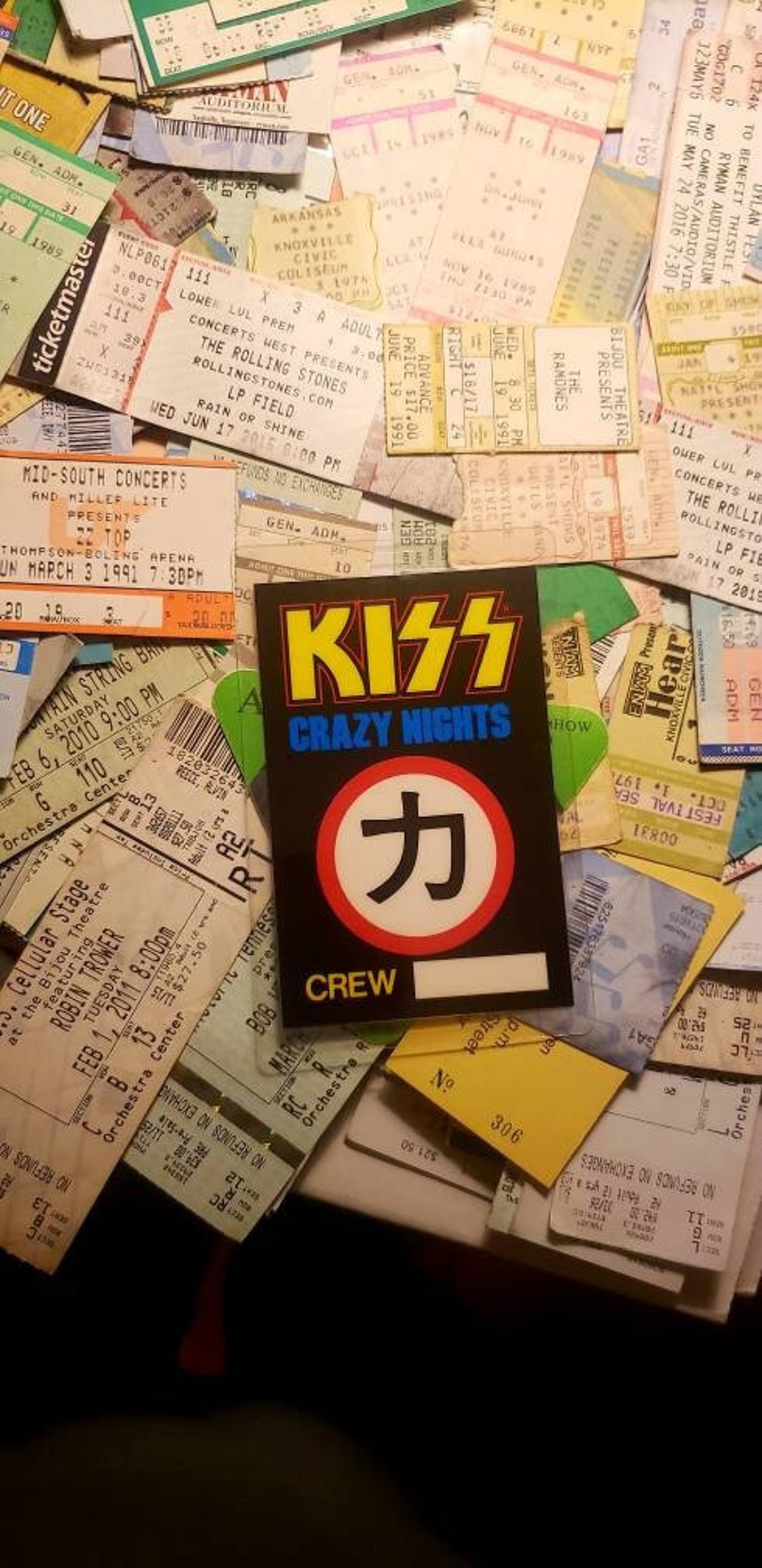 KISS Laminated Backstage Crew Pass From the Crazy Nights Tour 1986-1987 ...