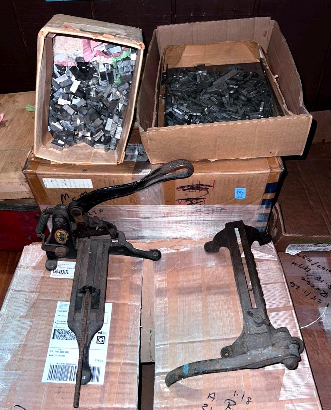 Antique Printing Letter Press Print Blocks With 2 Slug Cutters. Utility ...