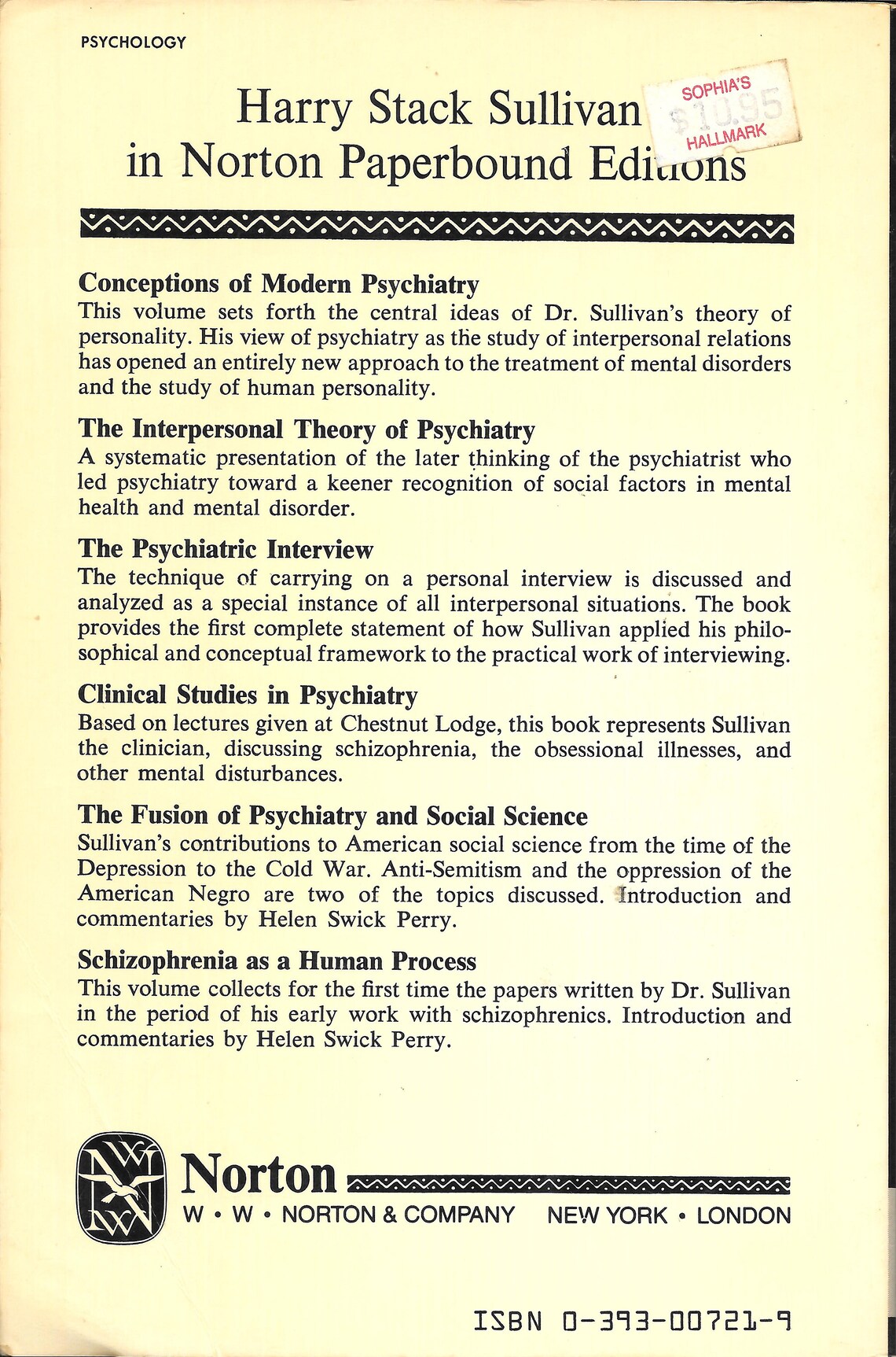 Schizophrenia as A Human Process Harry Stack Sullivan - Etsy