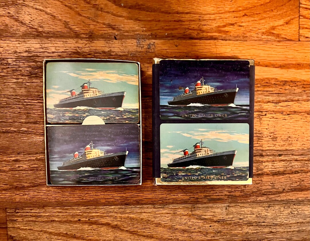 Vintage Cruise Ship United States Lines Playing Cards 2 Deck Pack ...