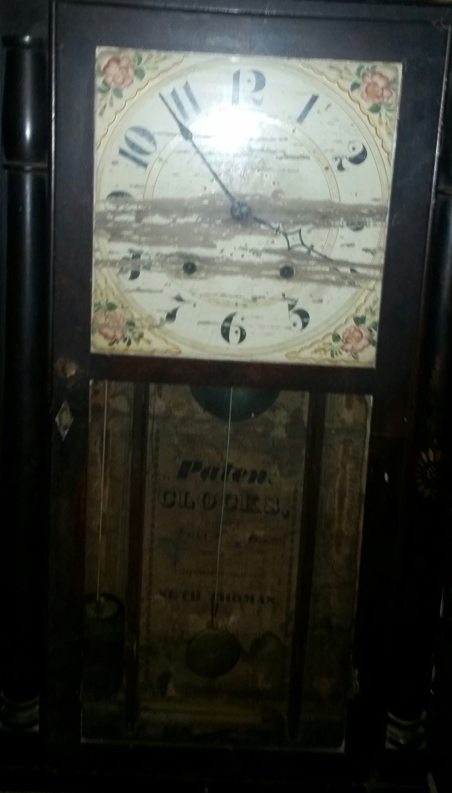Old Clock - Antique Wall Clock With Weights. Weights Inside. Needs ...