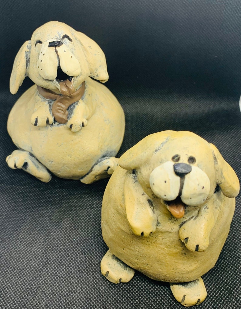 Pair of 2 Vintage Fat Round Dogs Begging for Treats. Home - Etsy
