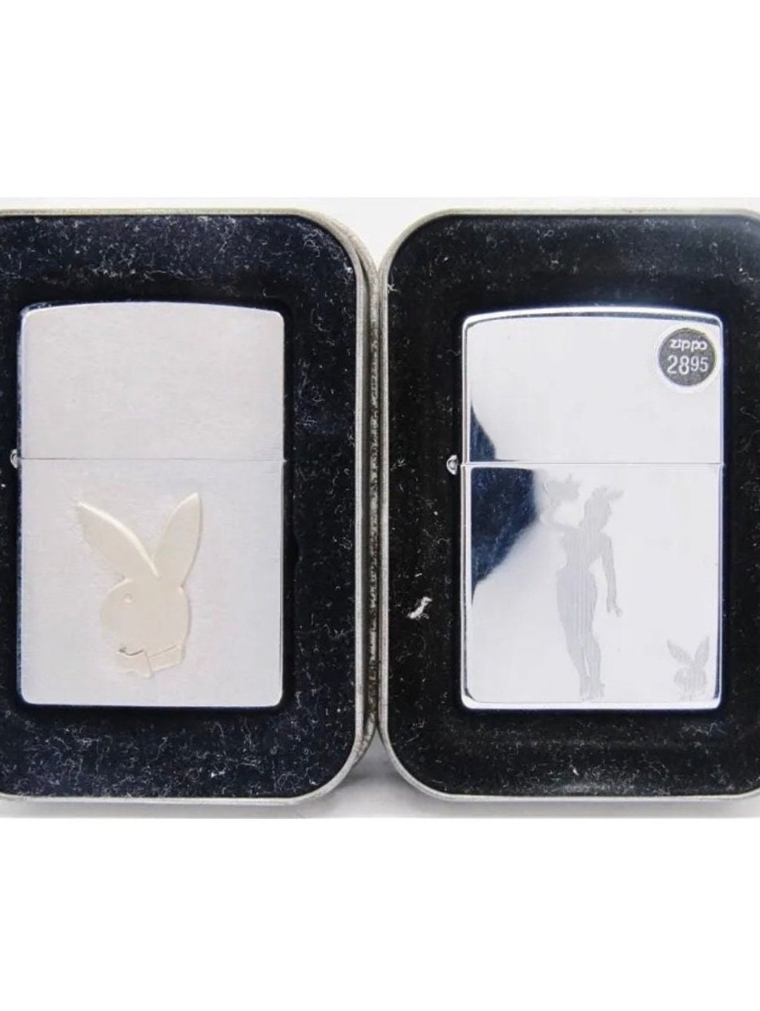 Playboy Zippo Lighters 2 Classic Silver Playboyzippo Sealed up New in ...