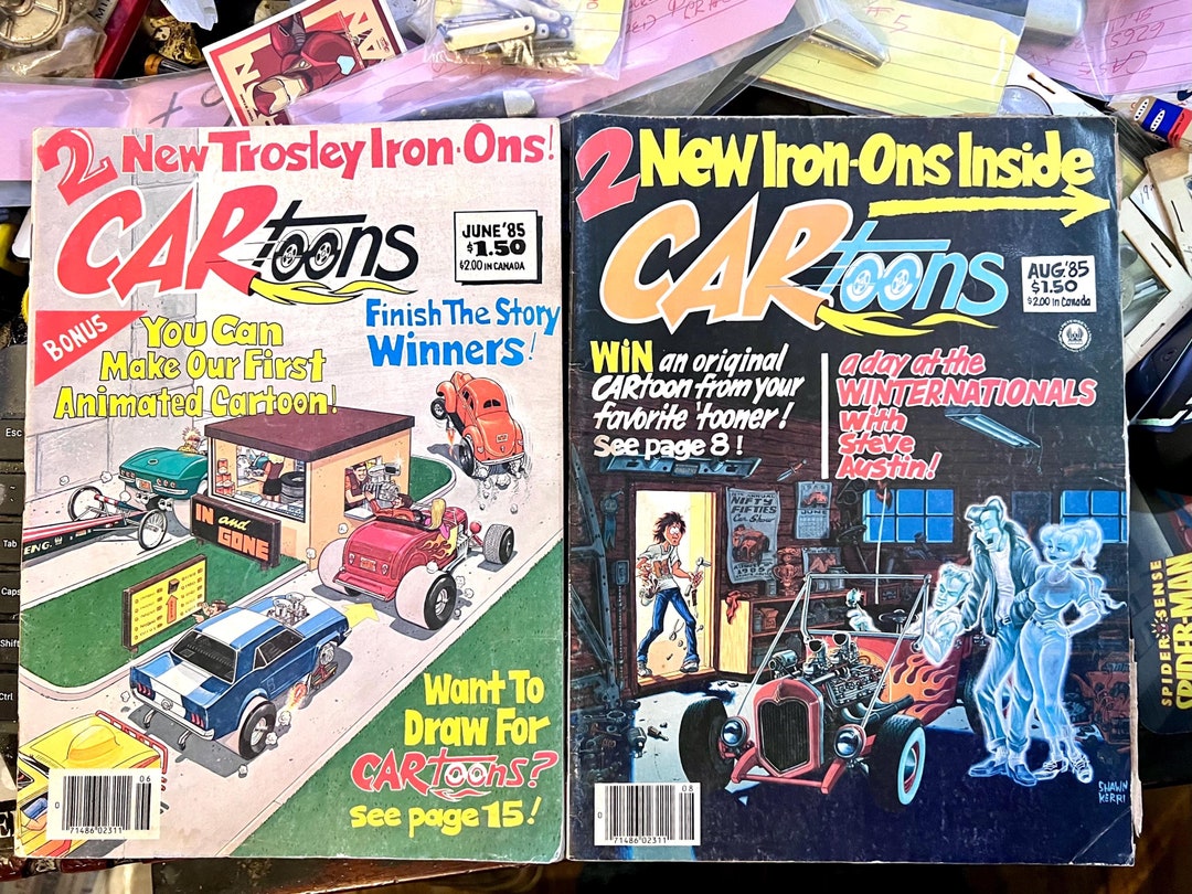 Cartoons Magazine Vintage June / August 1985 With All 4 of the IRON Ons ...