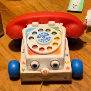 Vintage 1980s Fisher Price Chatter Box Telephone Pull Toy With Moving ...