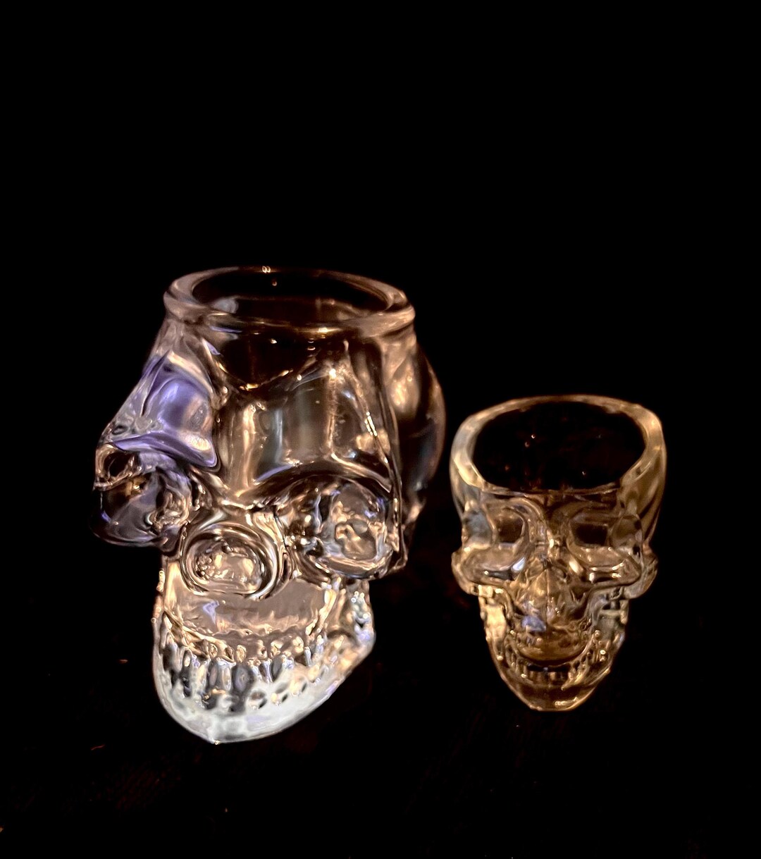 2 Clear Hollow Skulls From a Collection Great Translucent Candle ...