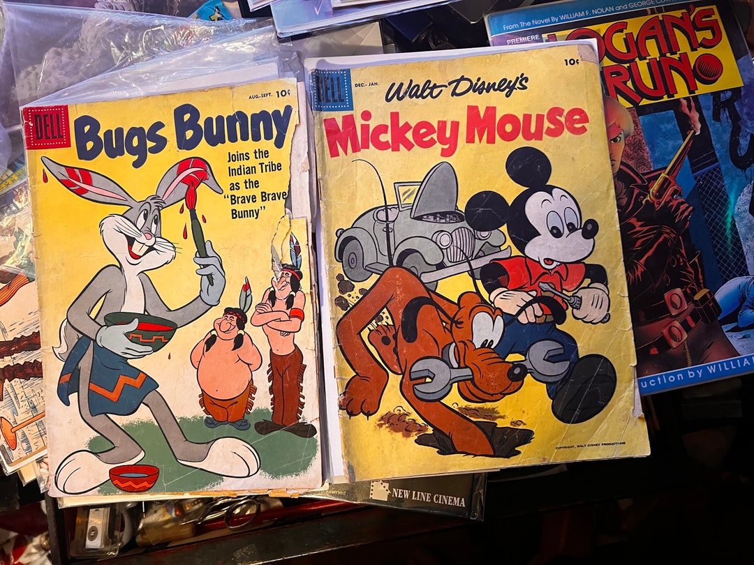 Mickey Mouse 57 & Bugs Bunny 56 Two Vintage 10 Cent 1957 Comics Pluto ...