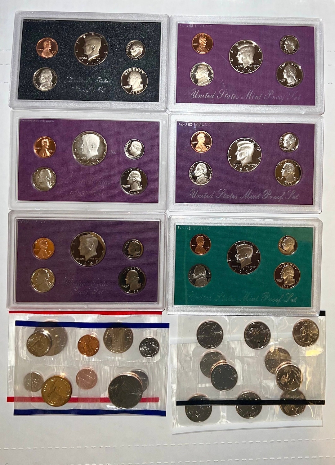 Coins Proof Sets US Mint Original Case 1983, 1984, 1986, 1991, 1992 ...